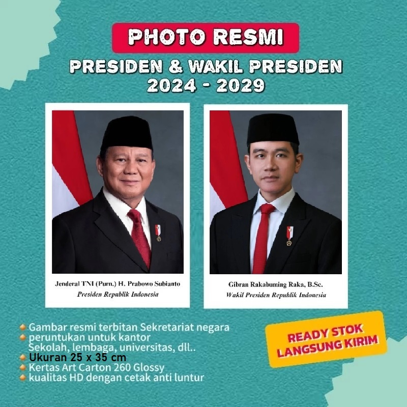 Jual 1 satu set Poster Photo Presiden & Wakil Presiden 2024-2029 ...