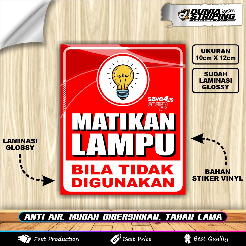 Jual STIKER MATIKAN LAMPU + LAMINASI GLOSSY | Shopee Indonesia