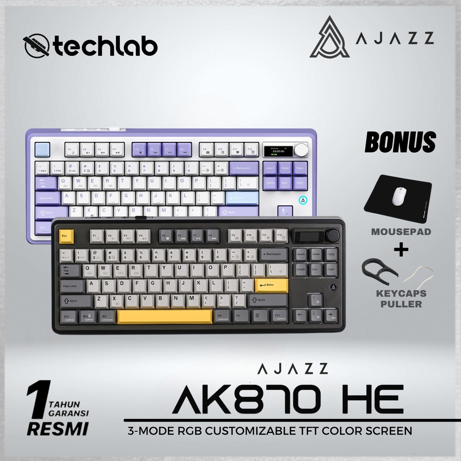 Jual Ajazz AK870 / AK-870 HE Screen Wireless / Wired Gaming Keyboard ...
