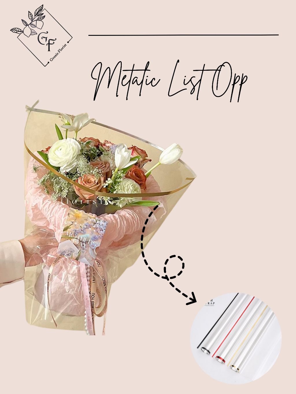 Jual TERLENGKAP METALIC LIST OPP FLOWER WRAPPING COLOR CELLOPHANE OPP ...