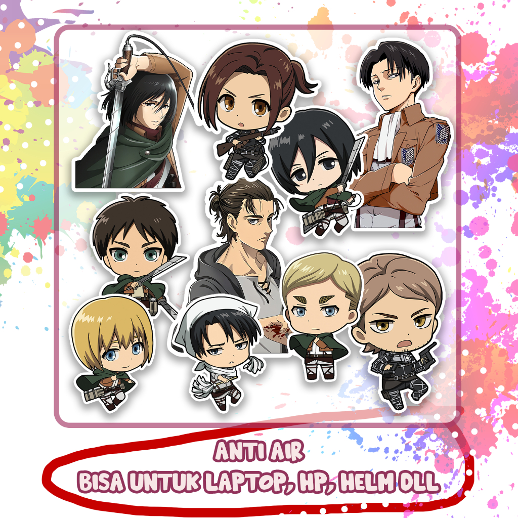 Jual Stiker AOT Attack on Titan Shingeki Eren, Levi, Mikasa, Sticker ...
