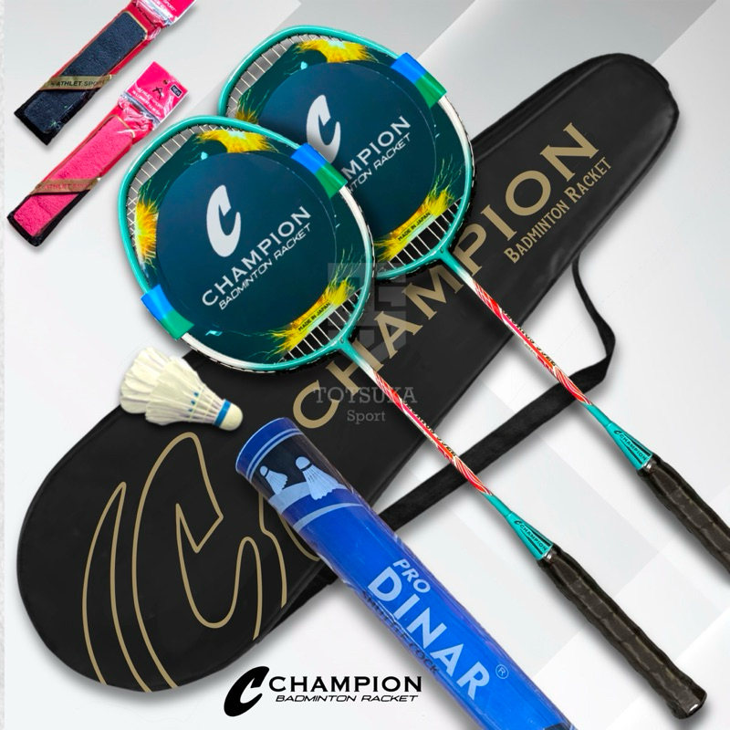 Jual CHAMPION Raket Badminton Bulutangkis Original Paket Lengkap Grip ...
