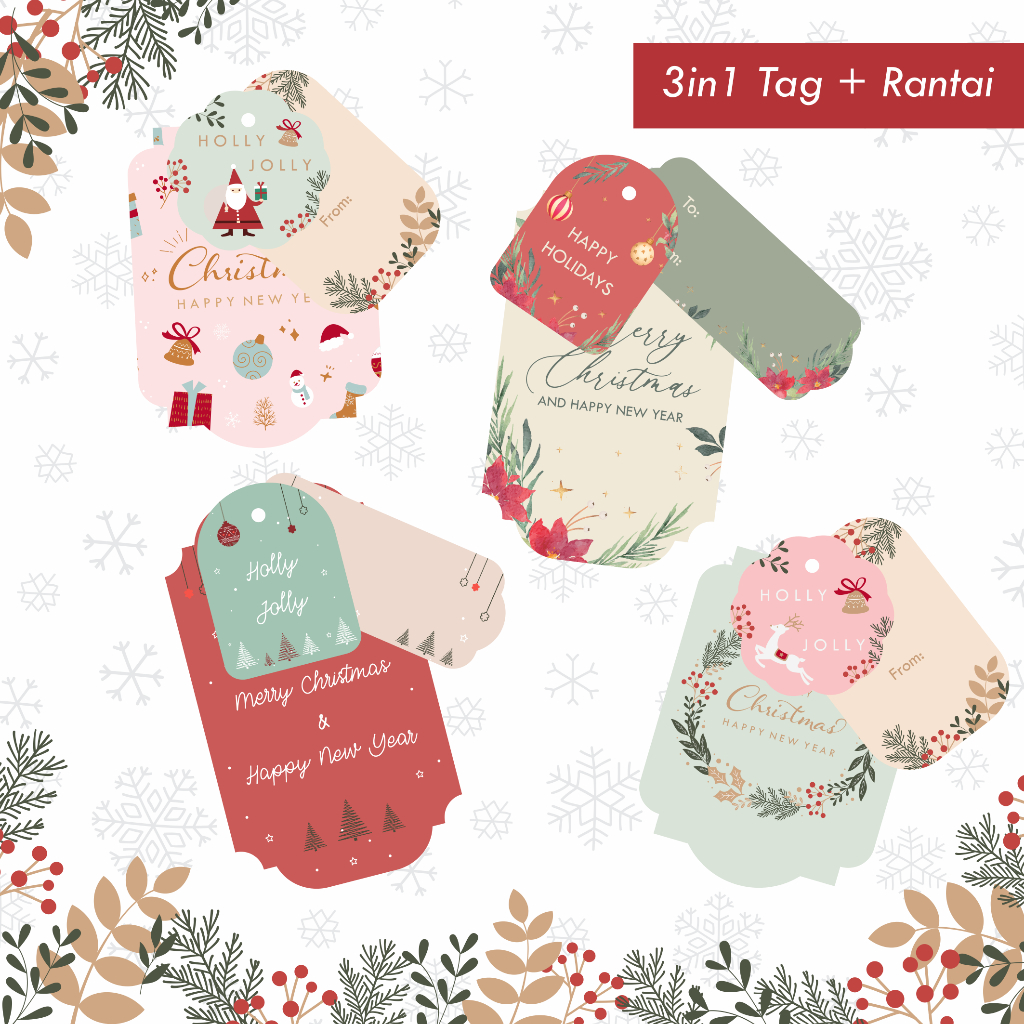 Jual 10 Set Hang Tag Natal 3 in 1 Kartu Ucapan Christmas | Shopee Indonesia