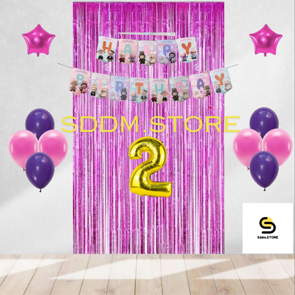 Jual Paket Dekorasi Ulang Tahun Anak Karakter Labubu Gratis Balon Angka ...