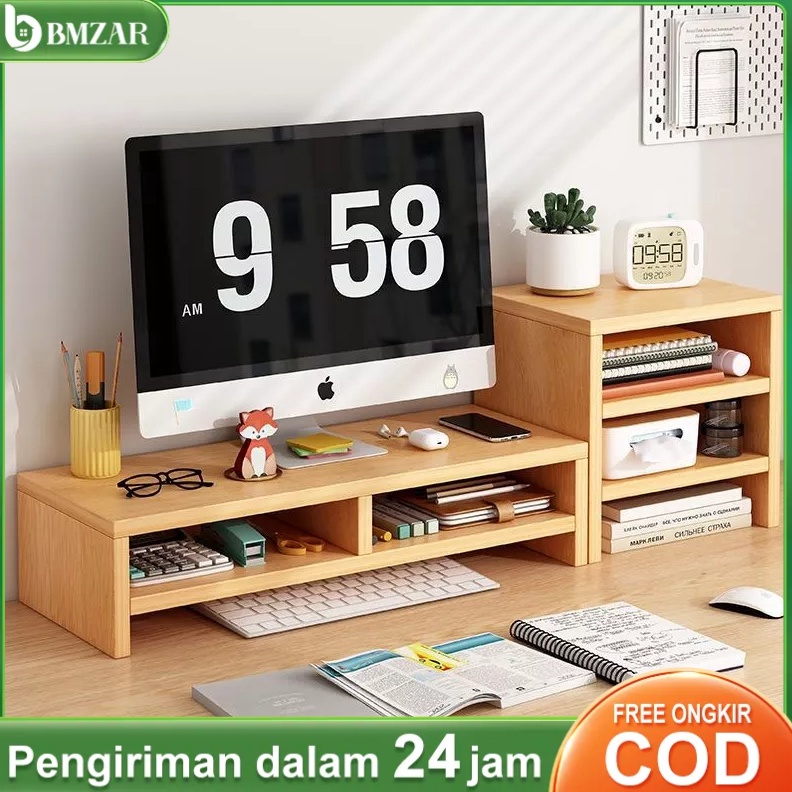 Jual Stand Monitor Kayu Meja Monitor Rak Monitor Desktop Dudukan ...