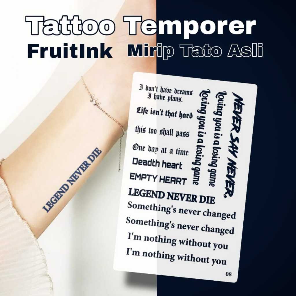 Jual TM-Stiker tato temporer semi permanen Seri Tulisan | Shopee Indonesia