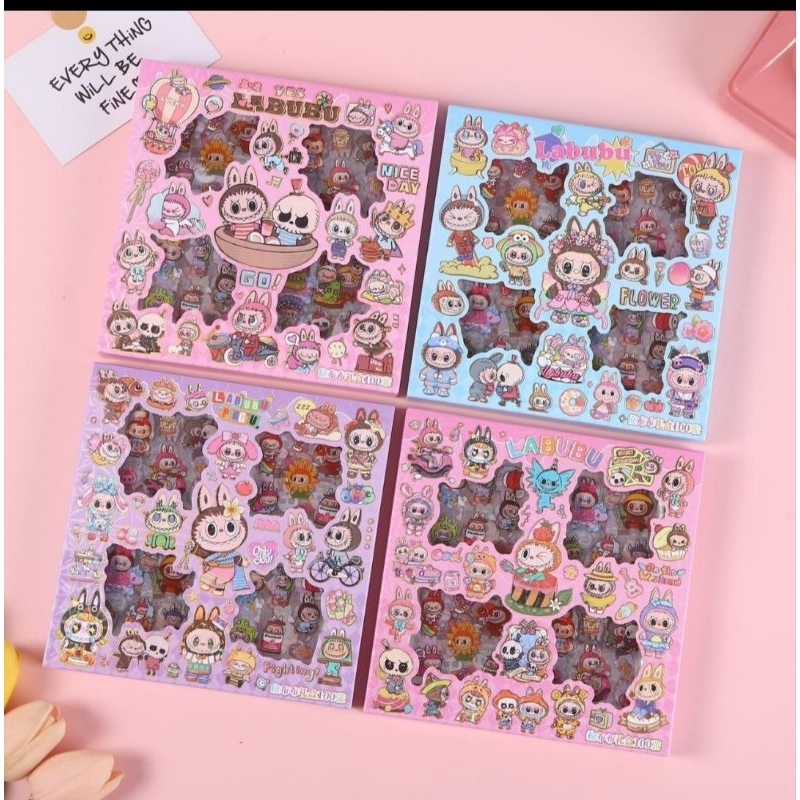 Jual stiker tahan air karakter lucu motif labubu isi 100pcs | Shopee ...