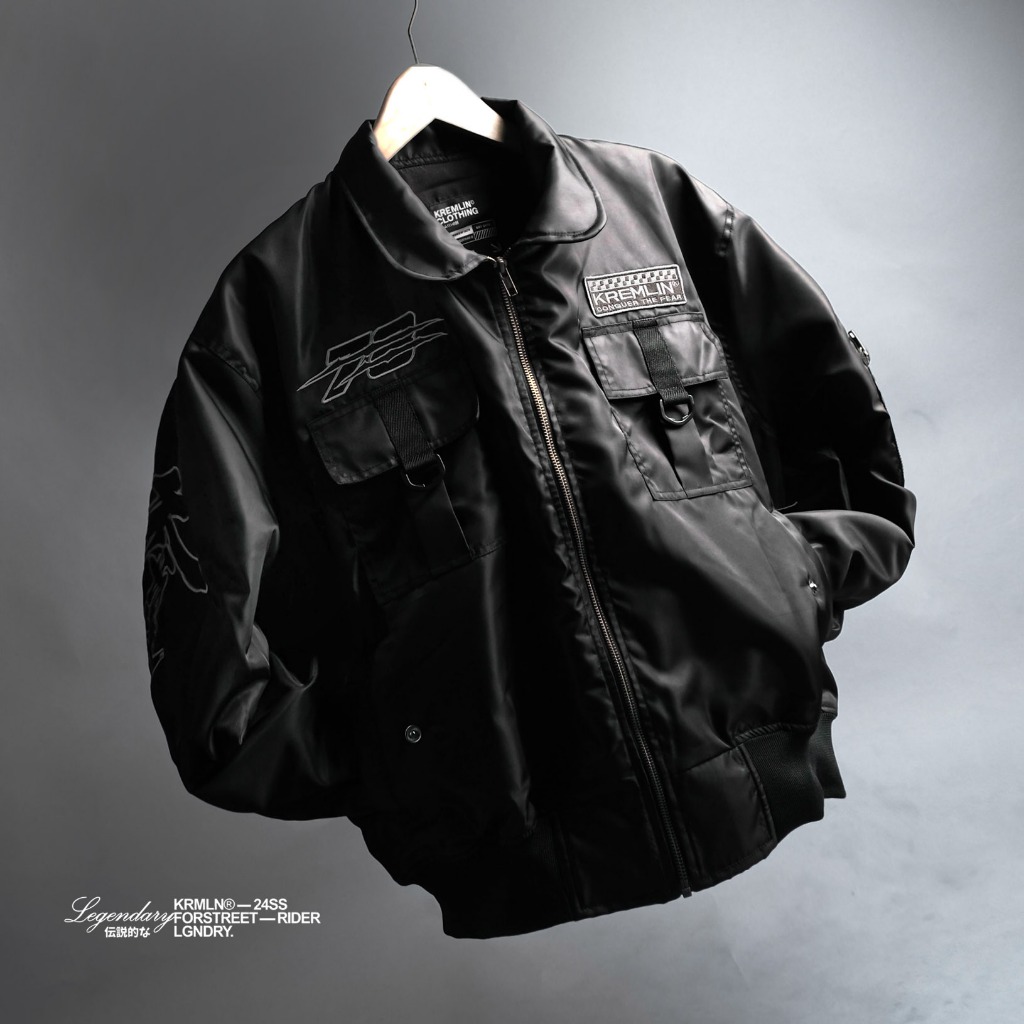 Jual KREMLIN Bomber Jacket Boxy Black Biker - LEGENDARY | Shopee Indonesia