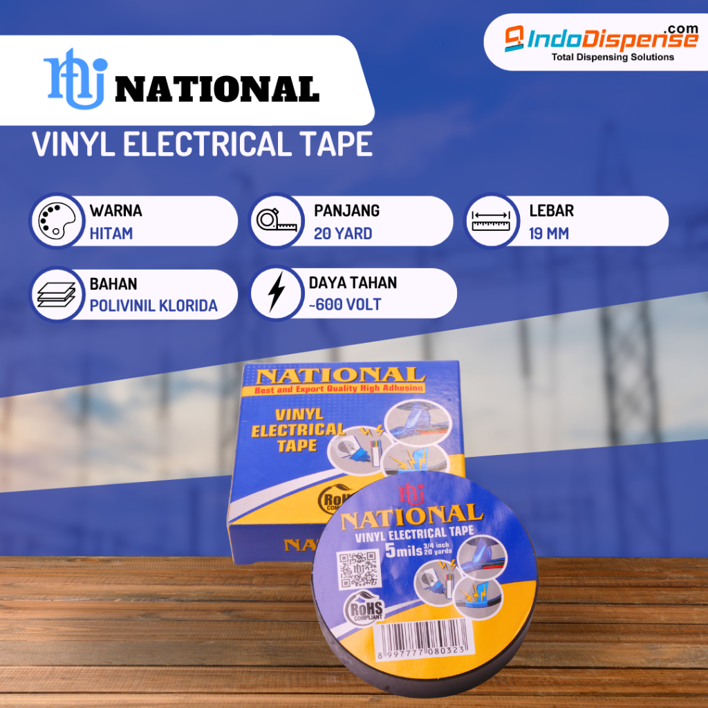 Jual National Isolasi Listrik Vinyl Hitam (Electrical Tape) Solasi ...