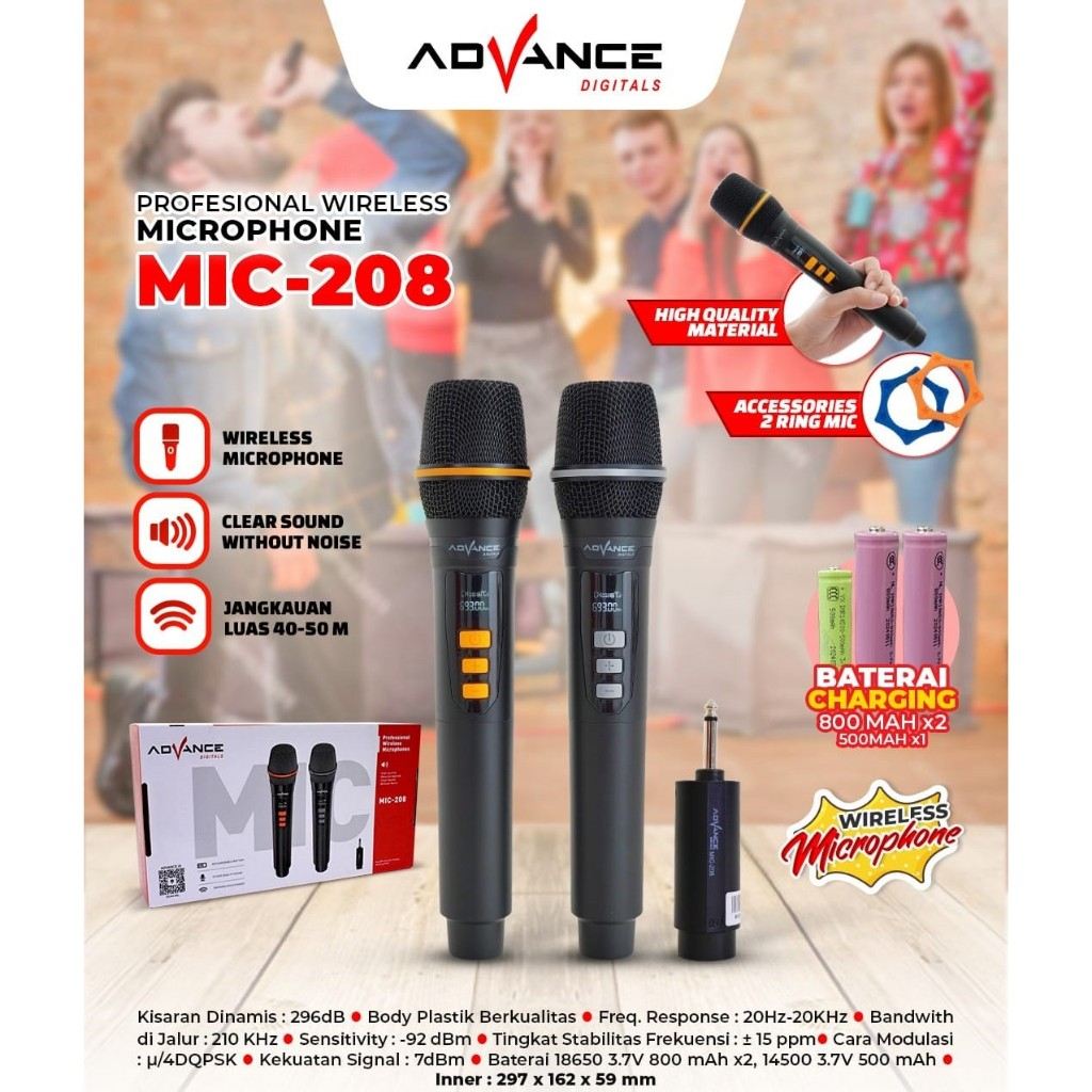Jual Advance MIC 208 Double Profesional Wireless Microphone Mikrofon ...