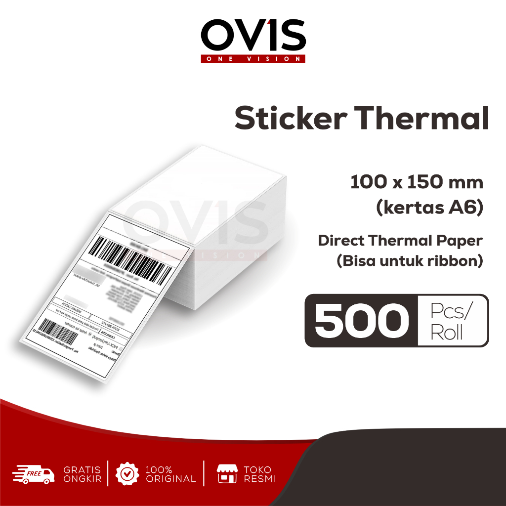 Jual Label Stiker Resi Thermal Direct 100x150 mm OVIS Sticker Paper ...