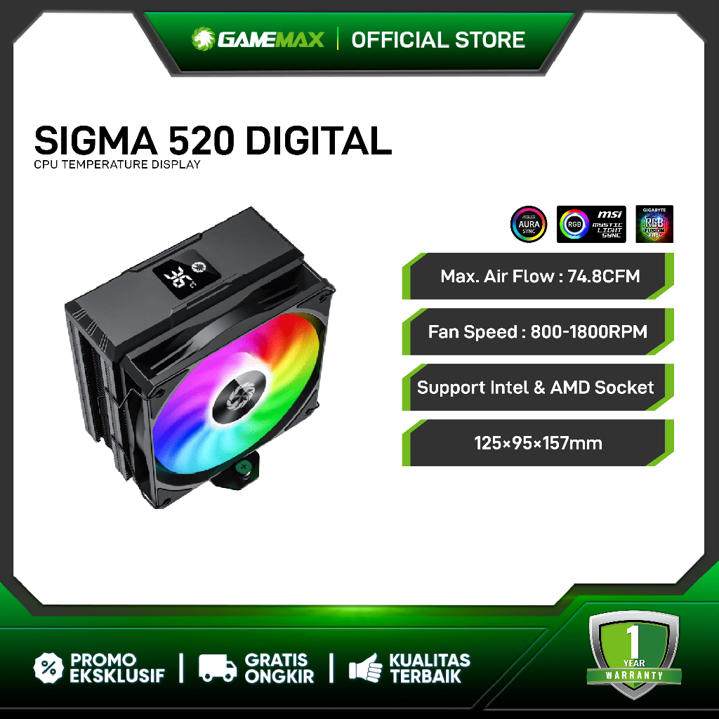 Jual GameMax Sigma 520 Digital Tower CPU Air | Shopee Indonesia