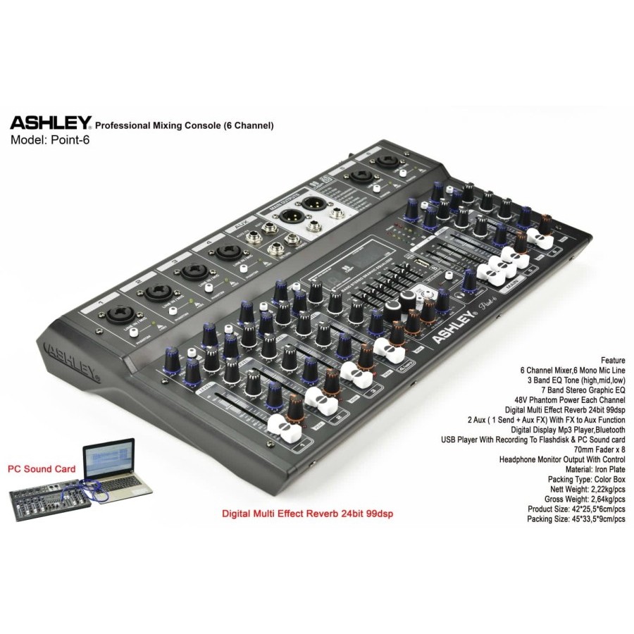 Jual Mixer ashley point6 point 6 soundcard usb bluetooth rec usb ...
