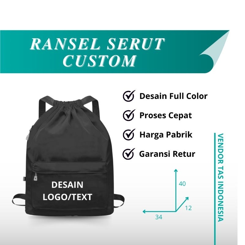 Jual Tas Ransel Serut Custom Ekslusif untuk Seminar, Perusahaan ...