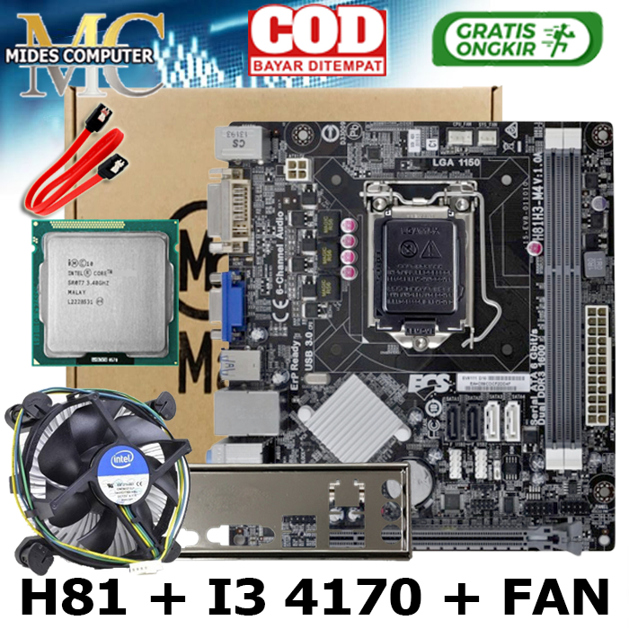 Jual Mainboard Mobo Motherboard LGA 1150 H81 Processor Intel Core i3 4170 | Shopee Indonesia