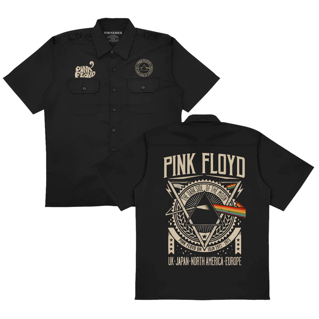 Jual Yinyanks Workshirt Pink floyd japan kemeja kerja pdh warna hitam ...