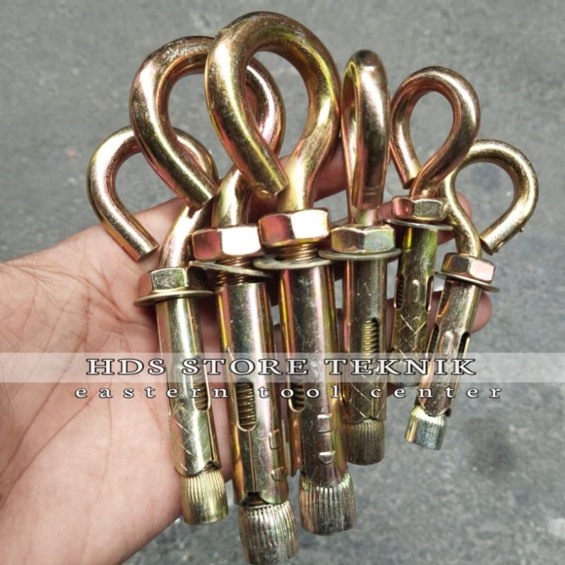 Jual Eye Anchor Dynabolt 8mm 10mm 12mm eye ancor Dinabolt Gold | Shopee ...