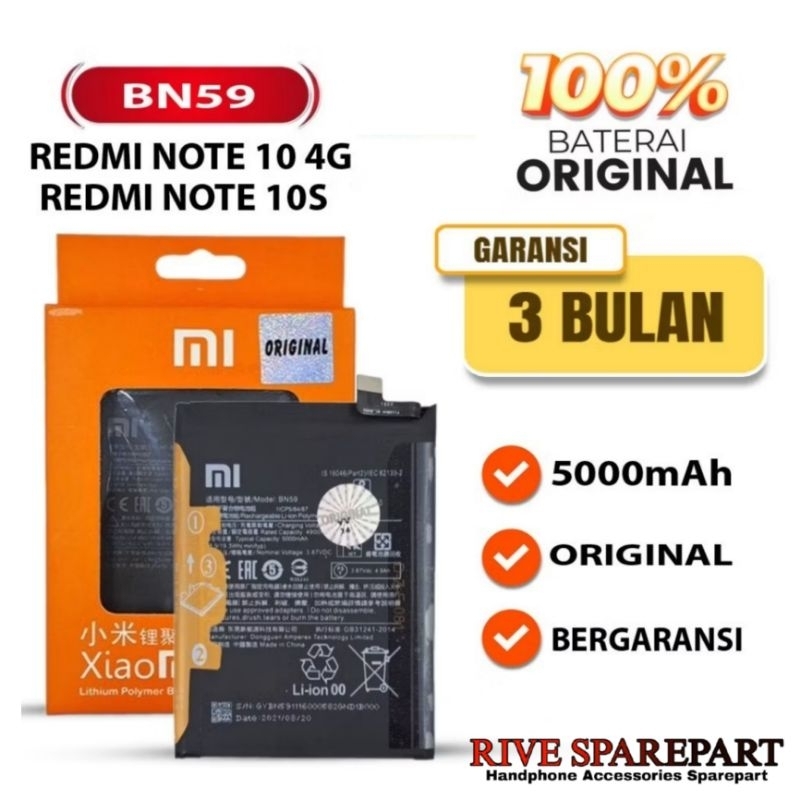 Jual BATERAI BATRE BATRAI BATTERY XIAOMI REDMI NOTE 10 4G / REDMI NOTE 10S / BN59 ORIGINAL ...