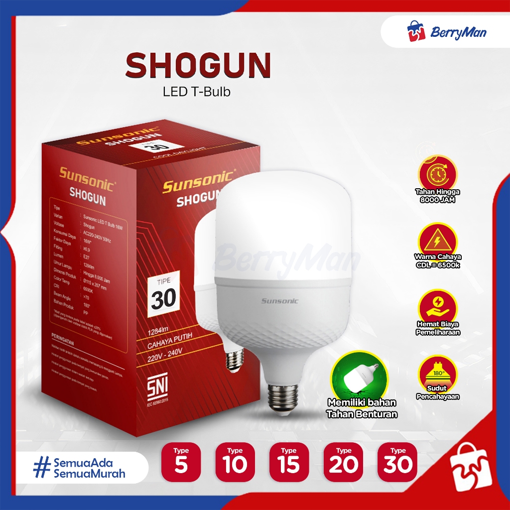 Jual SUNSONIC SHOGUN LAMPU BOHLAM LED 4W 5W 8W 9W 10W Cahaya Putih ...