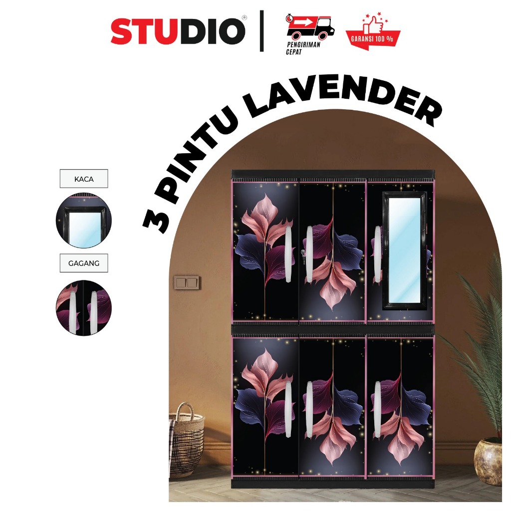 Jual STUDIO - Lemari Pakaian Plastik 3 Pintu Jumbo Motif Printing ...