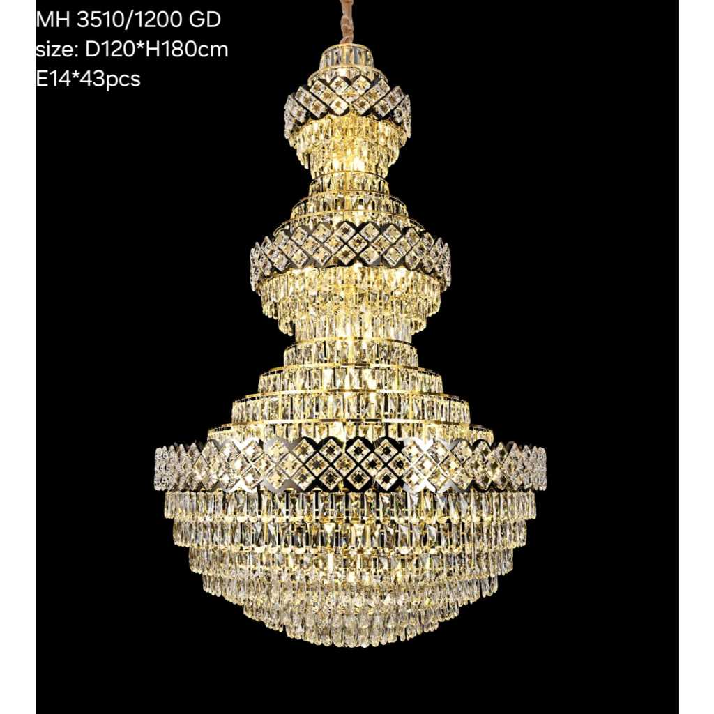 Jual Apollo Lighting Lampu Hias Gantung Full Kristal Void Arm Gold ...