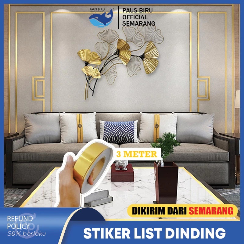 Jual Paus Biru - 3 Meter List Strip Mirror Dinding Plat Strip Wall ...