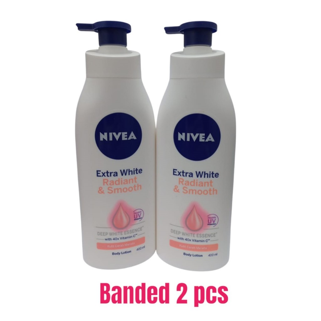 Jual PAKET BANDED Nivea Extra White Radiant & Smooth Lotion 2 x 400ml ...
