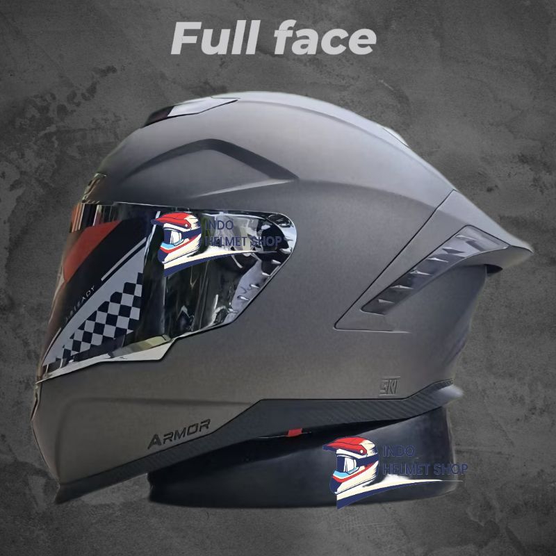 Jual HELM full Face JS Armor Solid Glossy-Dop Reall pick SNI | Shopee ...