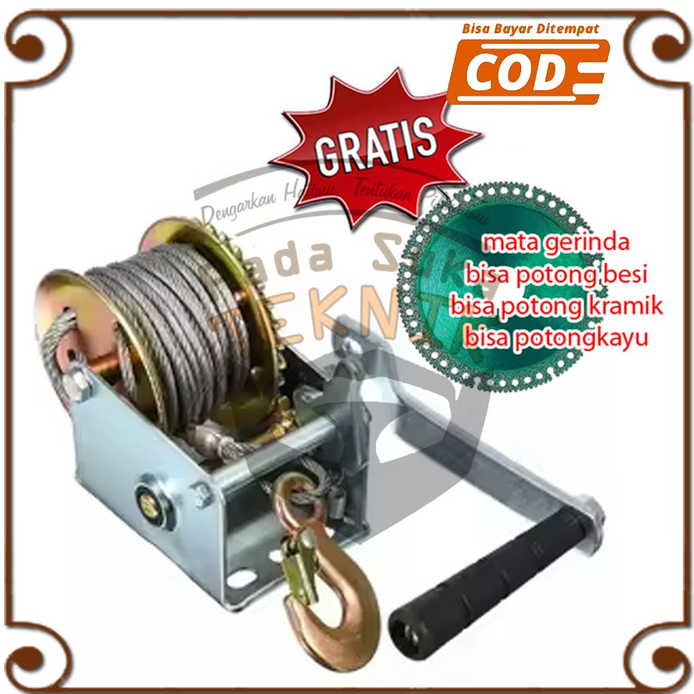 Jual Hand Winch Set Lengkap 800lbs Set Lengkap Seling 6m katrol kanopi ...