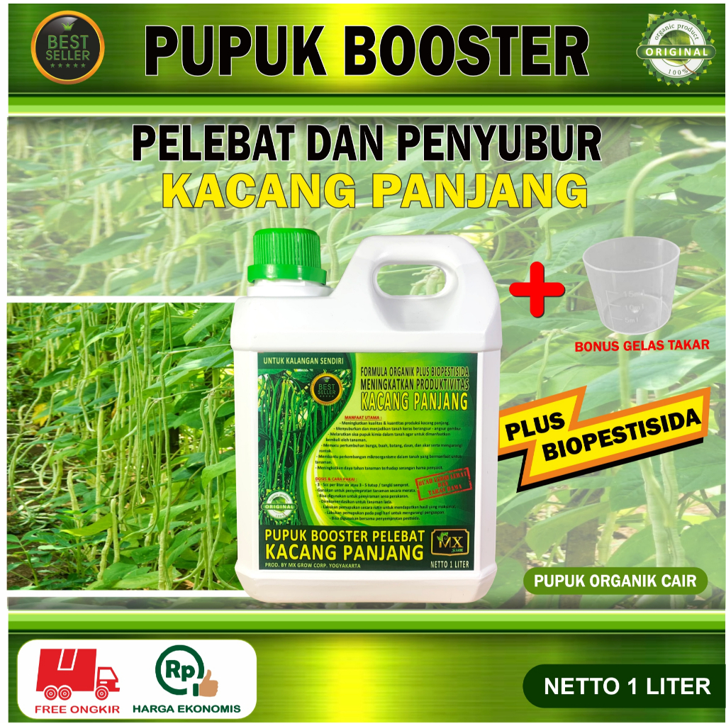 Jual Pupuk Organik Cair Pelebat Penyubur KACANG PANJANG 1 Liter / Booster KACANG PANJANG/ Pupuk ...