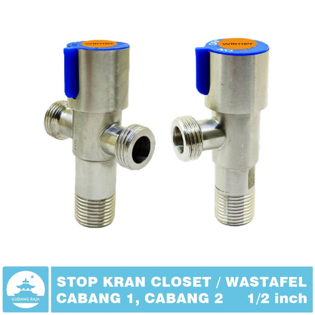 Jual Stop Kran 1/2 inch Wastafel Closet Cebok Toilet Kloset Cabang 1 2 ...