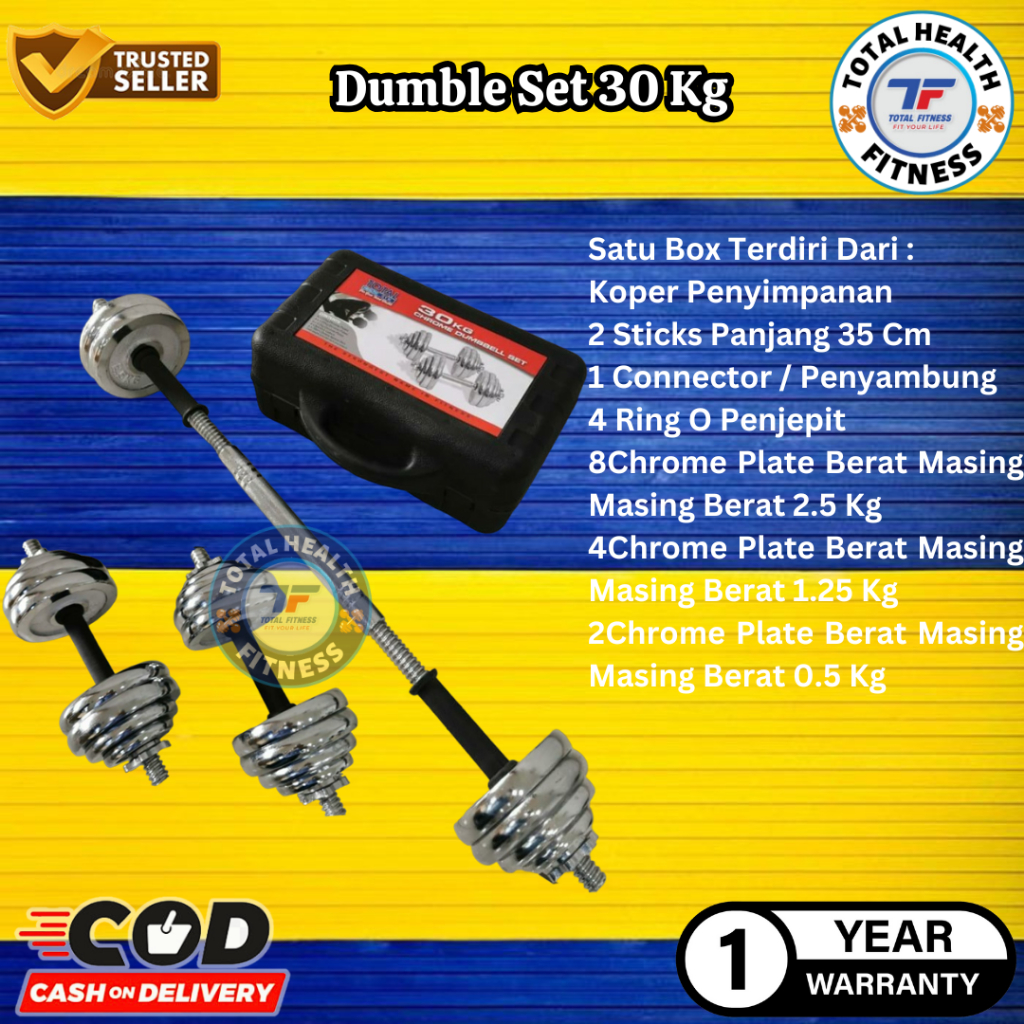 Jual Alat Olahraga Angkat Beban Dumble Set Box 30 Kg Total Fitness - Barbel 30 Kg - Alat Fitness ...