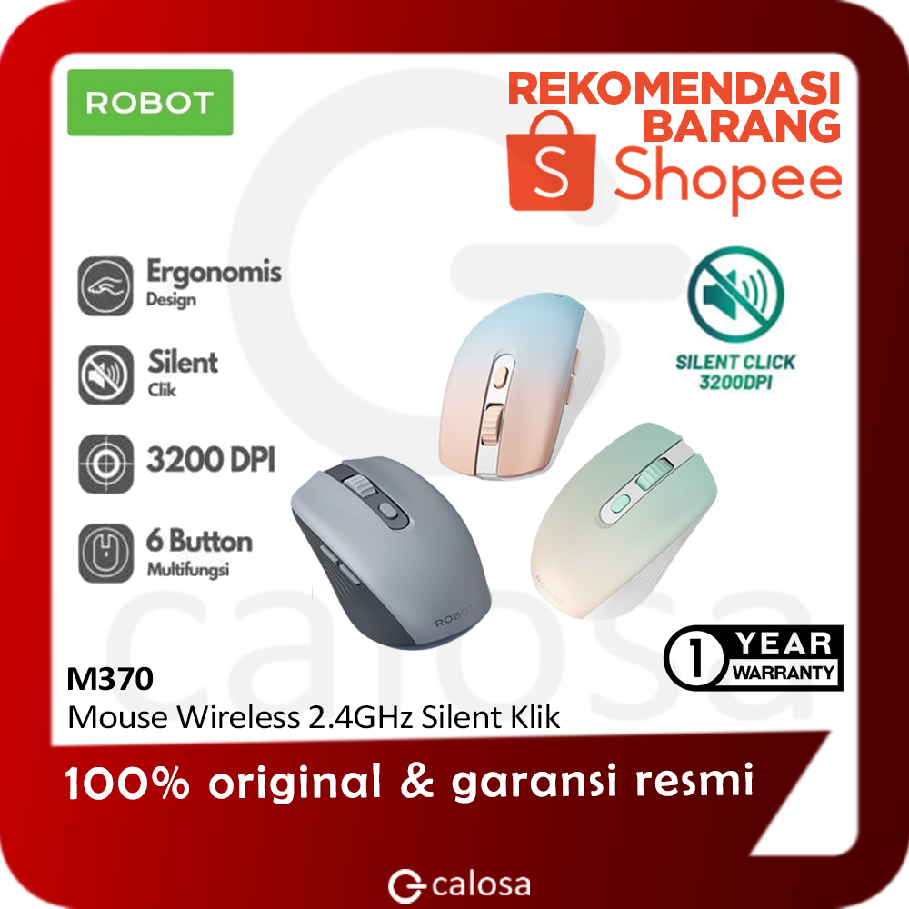 Jual ROBOT Mouse Wireless M370 2.4GHz Silent Klik Optical 3200DPI ...
