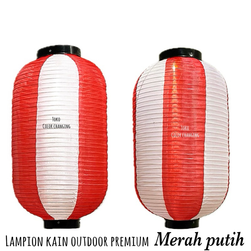 Jual lampion Jepang Lonjong kain OUTDOOR jepang 25 x 45 cm merah putih ...