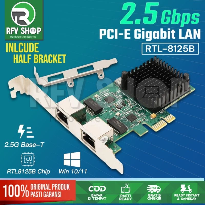 Jual PCI-E Gigabit LAN Card 2.5Gbps Ethernet Network Pcie Express ...