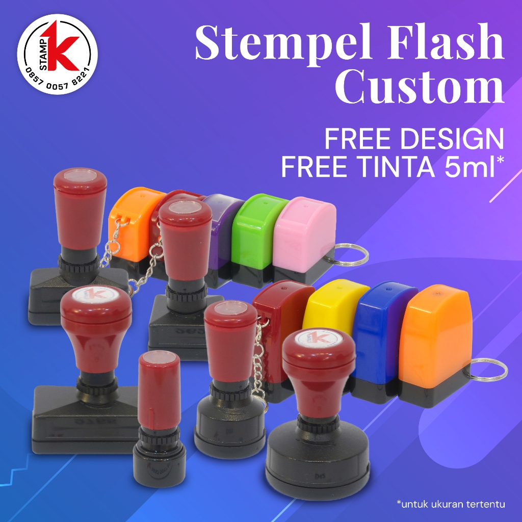Jual Stempel Flash Warna FULL CUSTOM FREE DESIGN FREE TINTA 5 ml ...