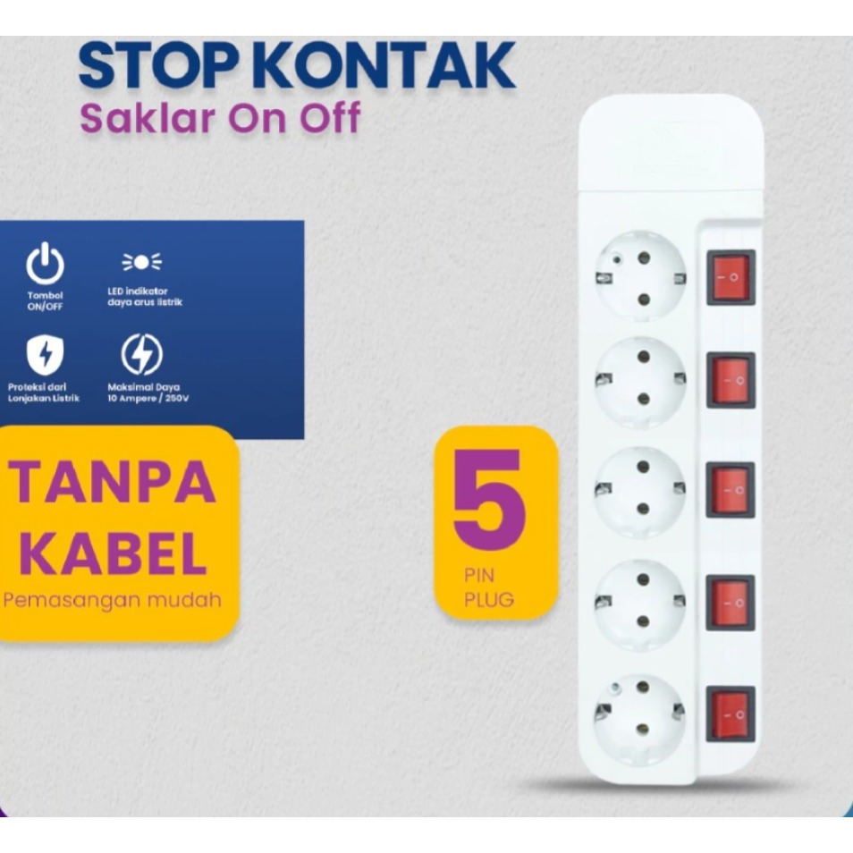 Jual Mikotek Stop Kontak 5 Lubang Switch On Off Stop Kontak Elegant 5LB ...