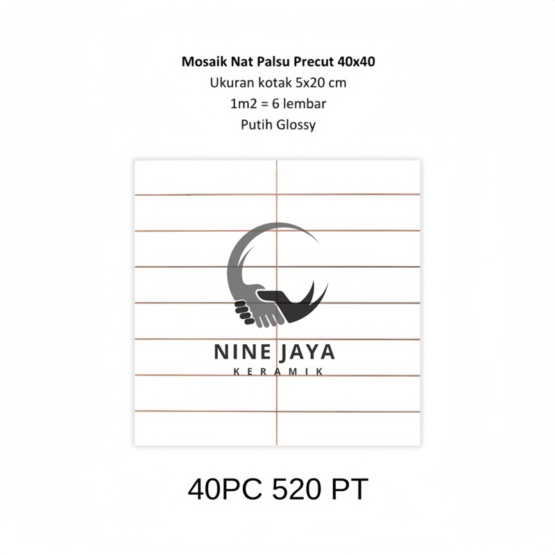 Jual Precut Nat Palsu Mozaik Keramik 40x40 - Putih Glossy 5x20 | Shopee ...