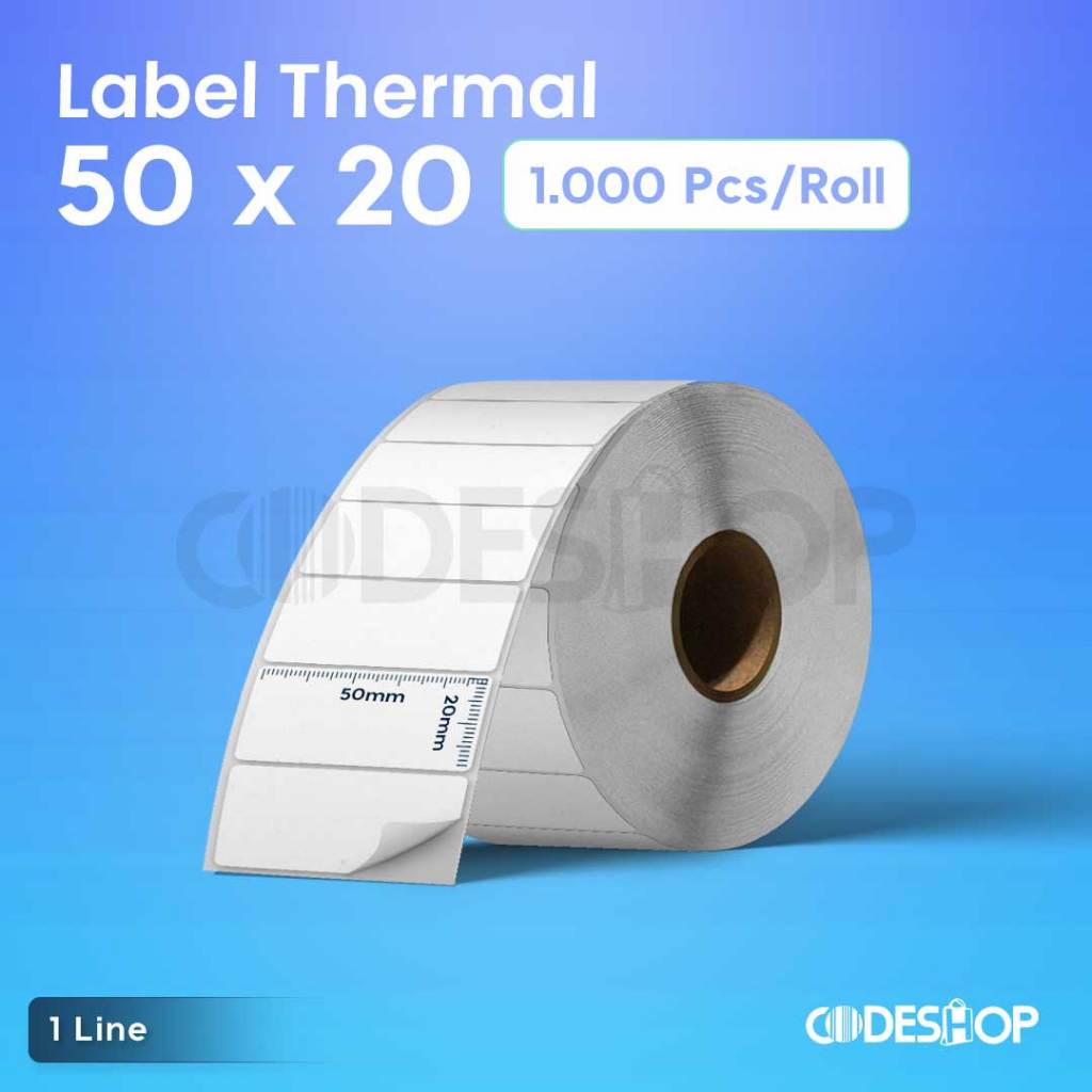 Jual Kertas thermal stiker 50x20 stiker barcode thermal isi 1000 pcs ...