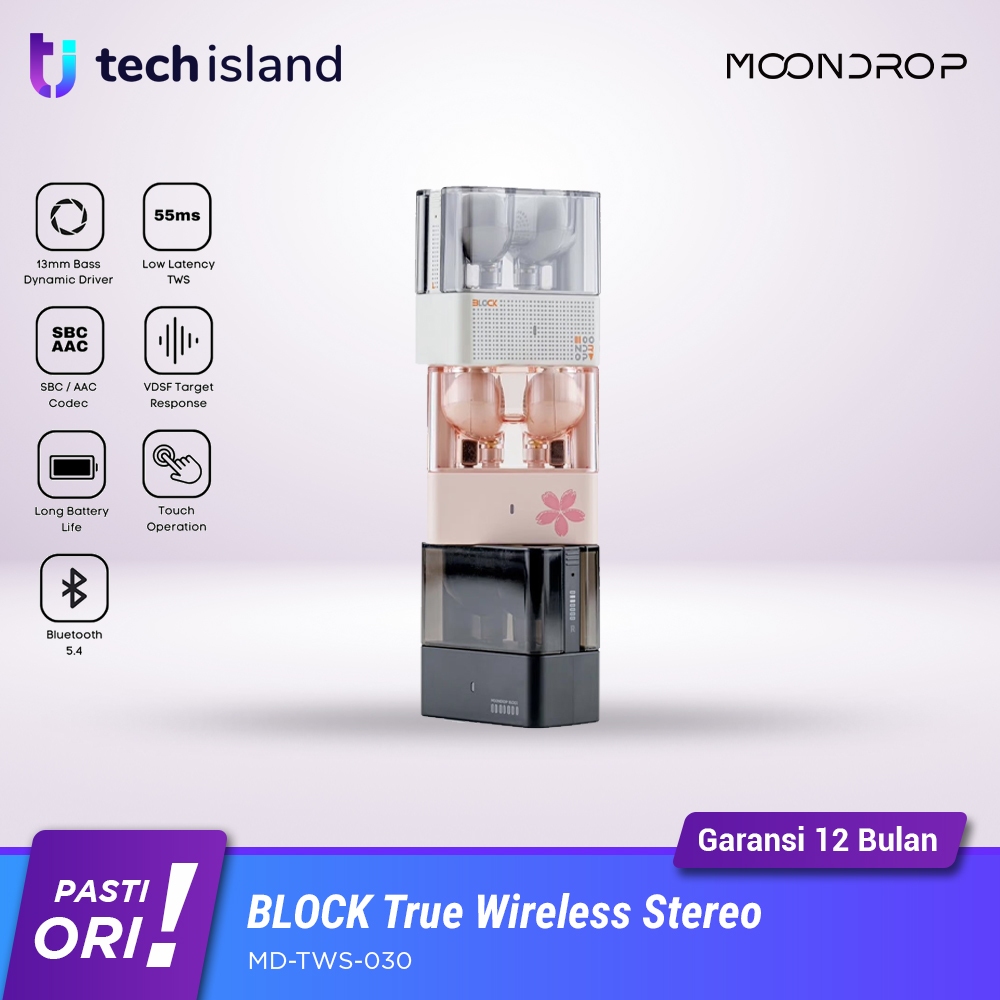 Jual Moondrop Block TWS Bluetooth Flat Head Semi in Ear Earbuds ...