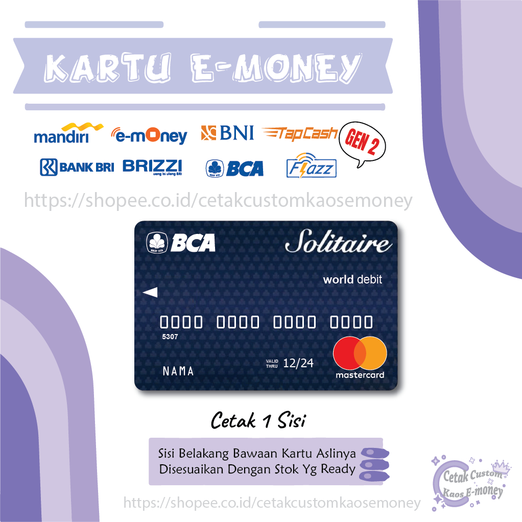 Jual KARTU E MONEY E TOLL SOLITAIRE BCA WORD DEBIT CARD MASTERCARD ...