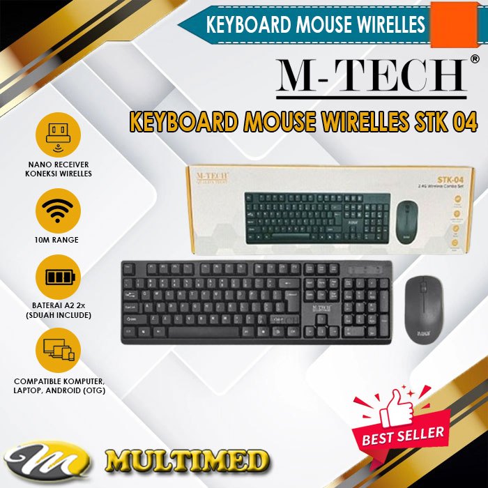 Jual Keyboard Mouse M-Tech STK-04 Wirelles | Shopee Indonesia