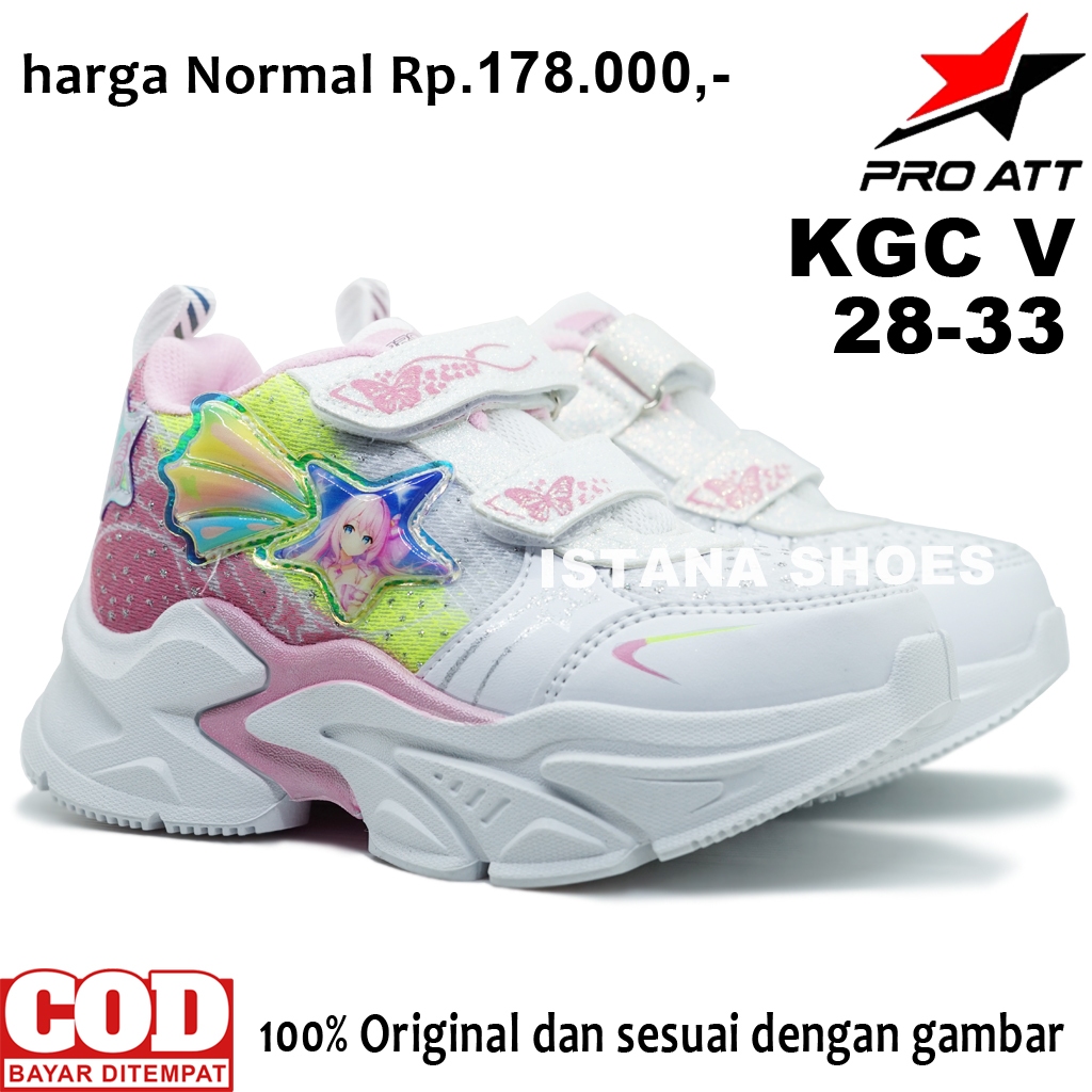 Jual Sepatu Sekolah Anak Perempuan PAUD TK SD PRO ATT KGC Putih Pink Putih Biru Sneakers Sport ...