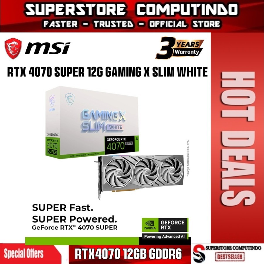 Jual VGA MSI GeForce RTX 4070 SUPER 12G GAMING X SLIM WHITE - 12GB GDDR6 | Shopee Indonesia