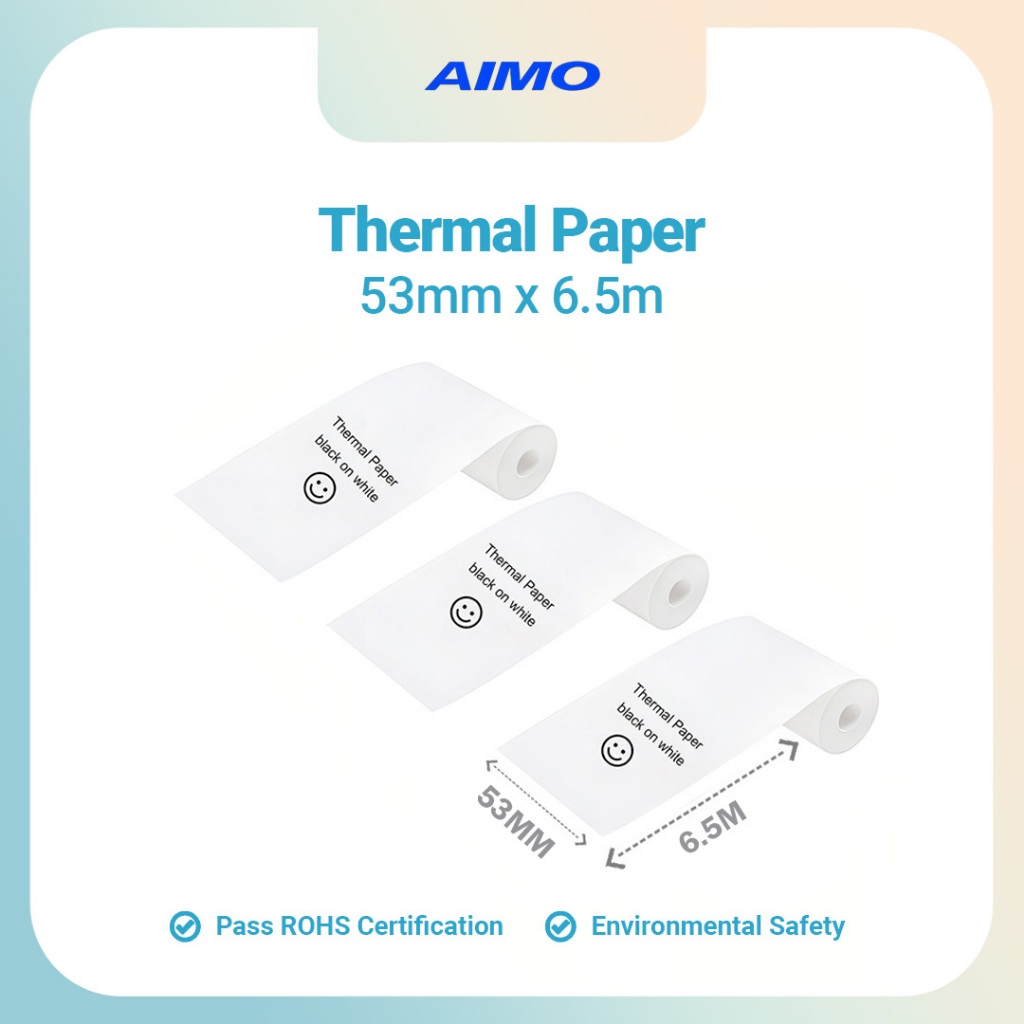 Jual AIMO Thermal Paper 53 mm x 6.5 m Sticker/Non-Sticker Roll Paper ...