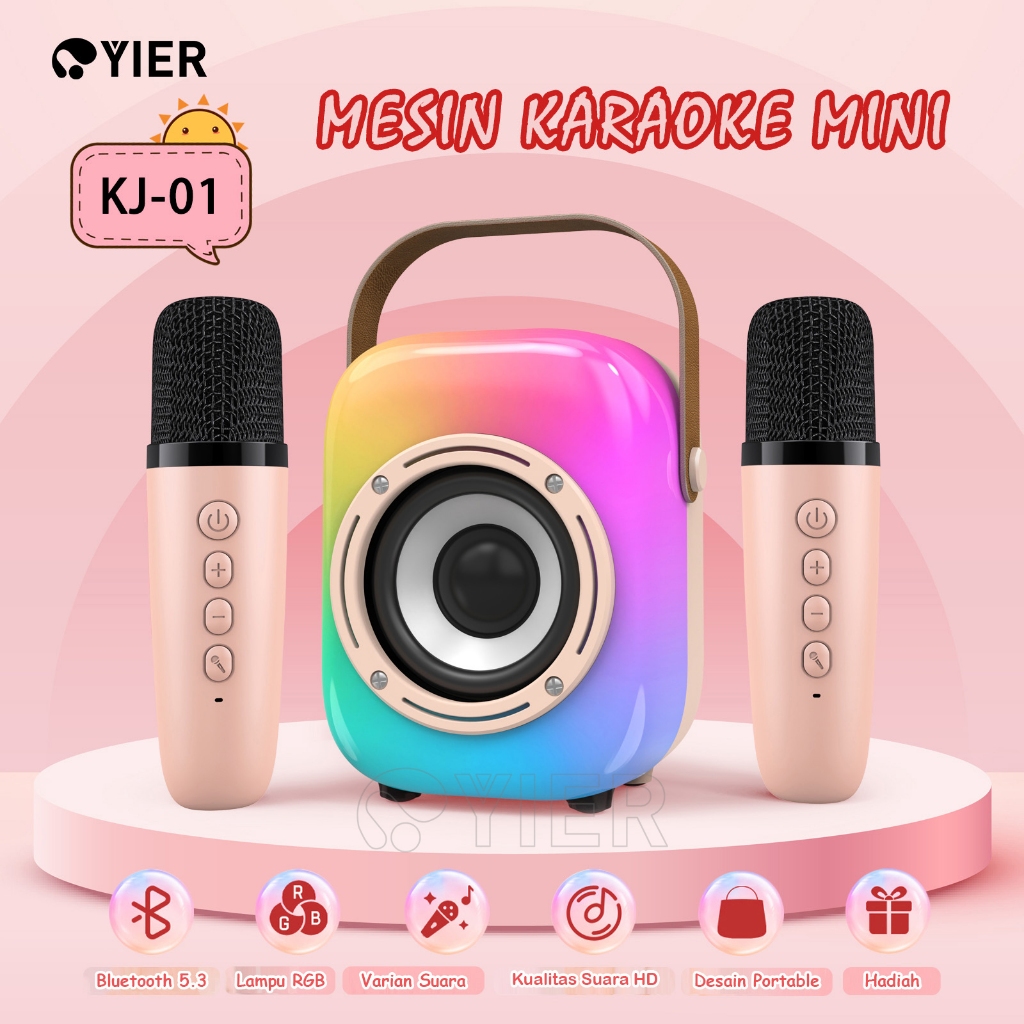 Jual YIER KJ-01 Speaker Bluetooth Karaoke Wireless Colorful Lights Portable Mini Karaoke 2 ...