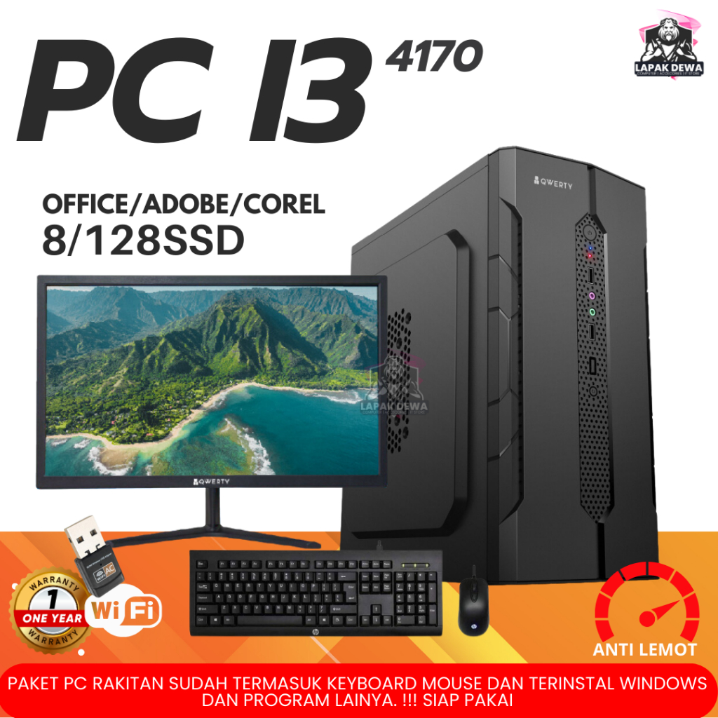 Jual PC Rakitan intel i3 Ram 8GB SSD monitor 19 Kasir Office Sekolah Toko | Shopee Indonesia