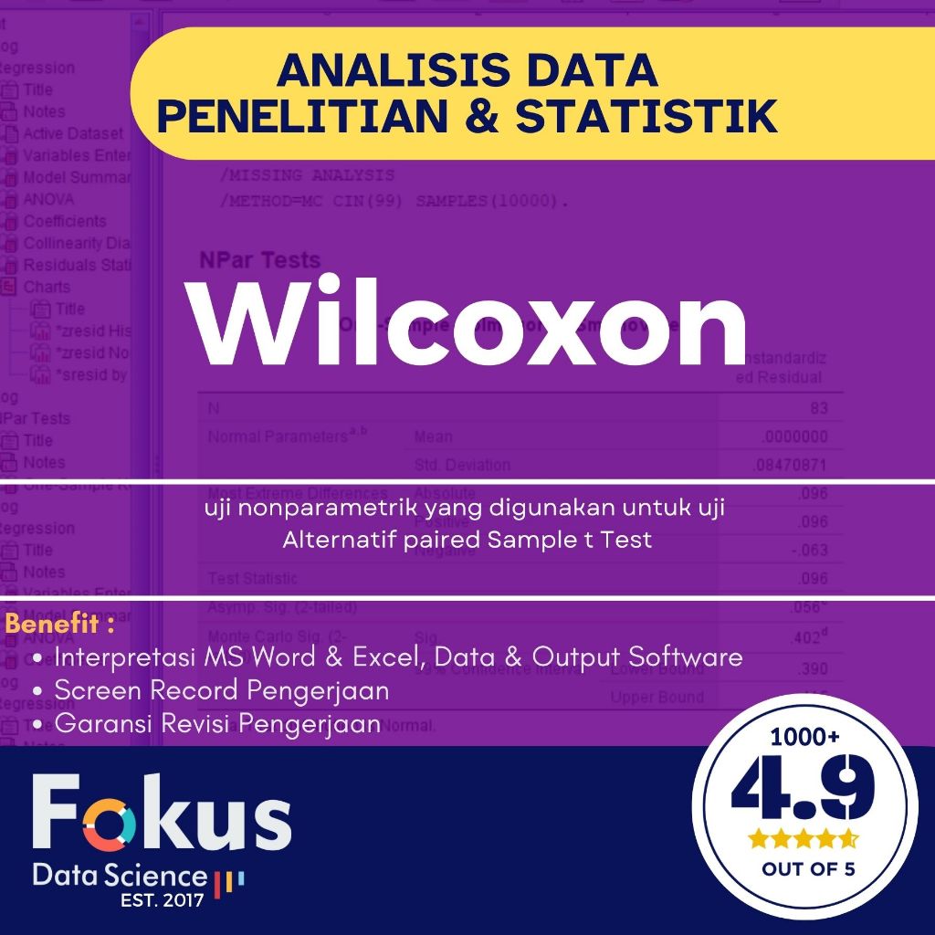 Jual Willcoxon analisis olah data statistik penelitian dan interpretasi word, excel, screen ...