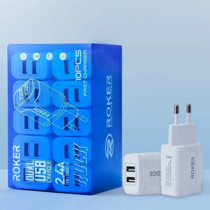 Jual CHARGER ROCK BOX ISI 10PCS DUAL USB OUTPUT 2,4A | Shopee Indonesia