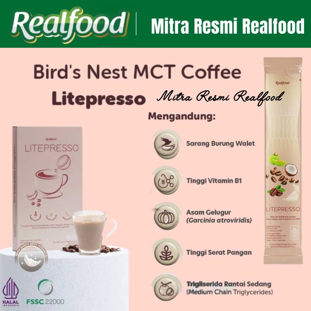 Jual Realfood Cleanse Bird’s Nest MCT Coffee Litepresso ( Kandungan ...